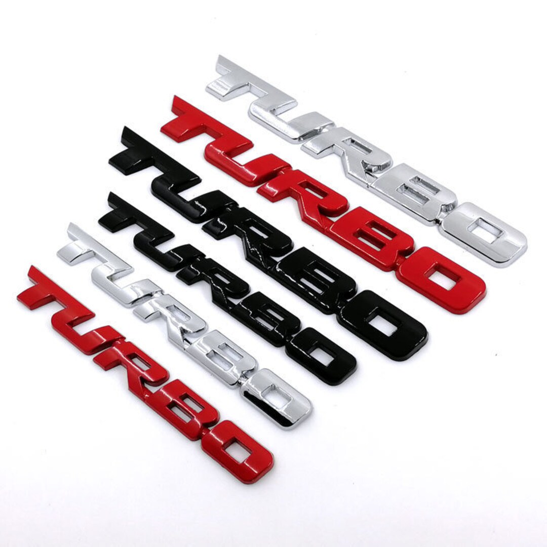 3D Emblem TURBO Metal Black Red Silver 2 Size Letters Badge Decal ...