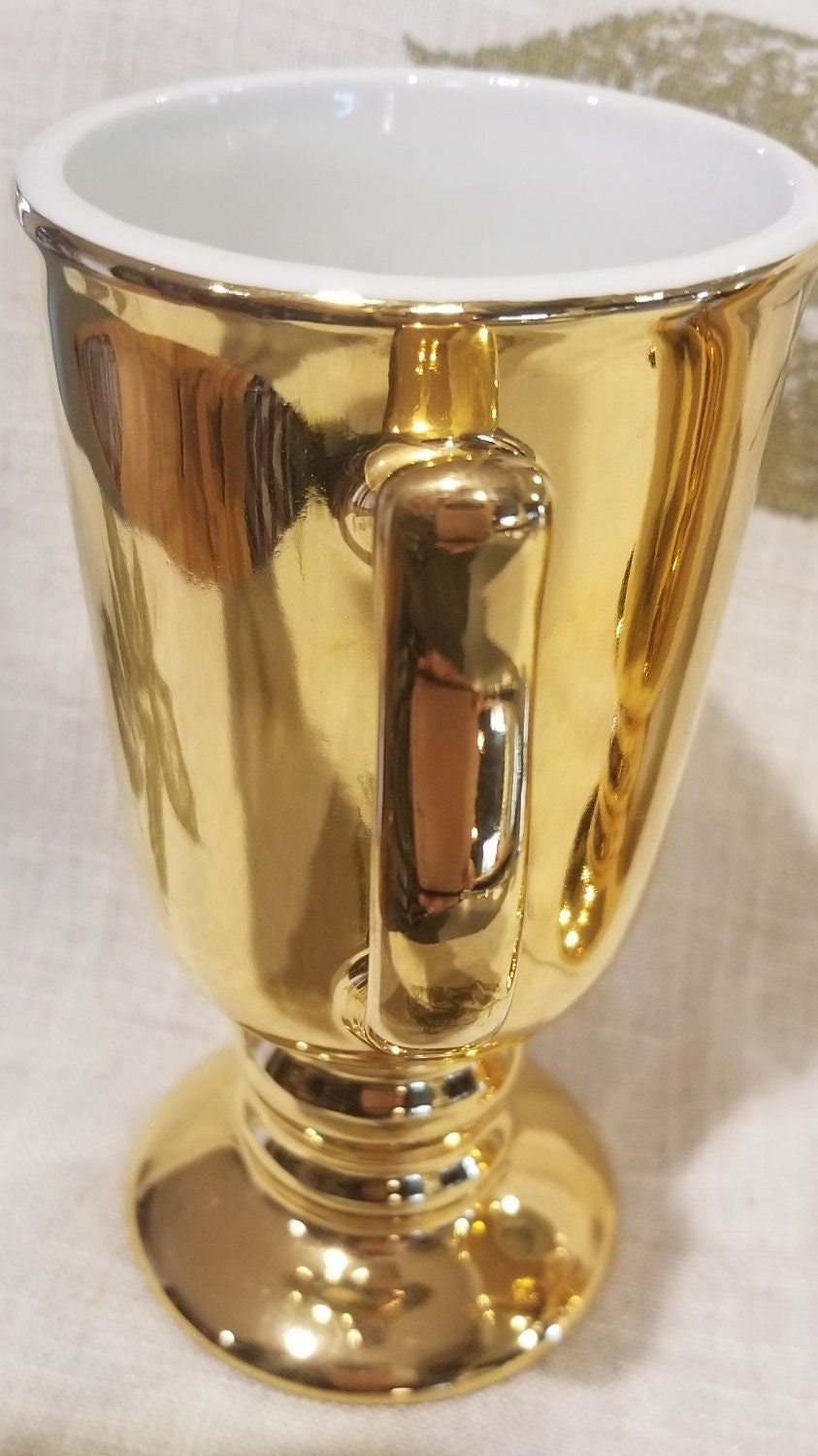 Pair of Hall 1272 Gold Pedestal Mugs - Etsy