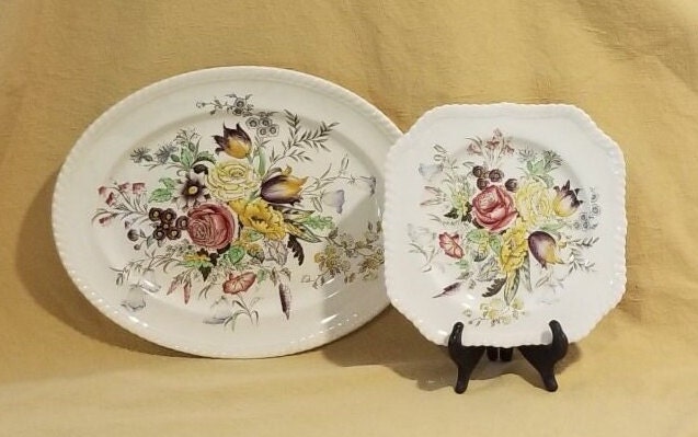Windsor Ware Johnson Bros Garden Party Small Platter and Salad Plate - Etsy
