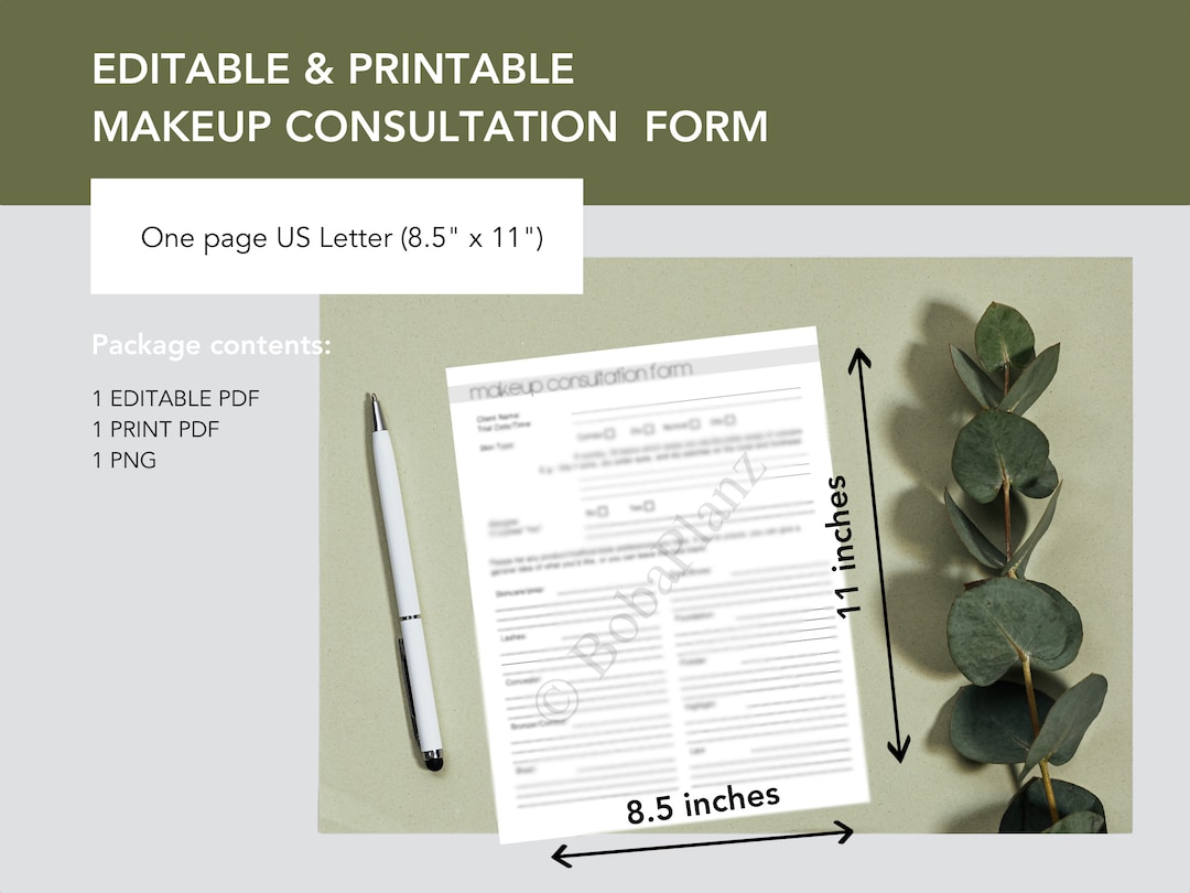 Simple Editable & Printable Makeup Consultation Form | Makeup Artist’s ...