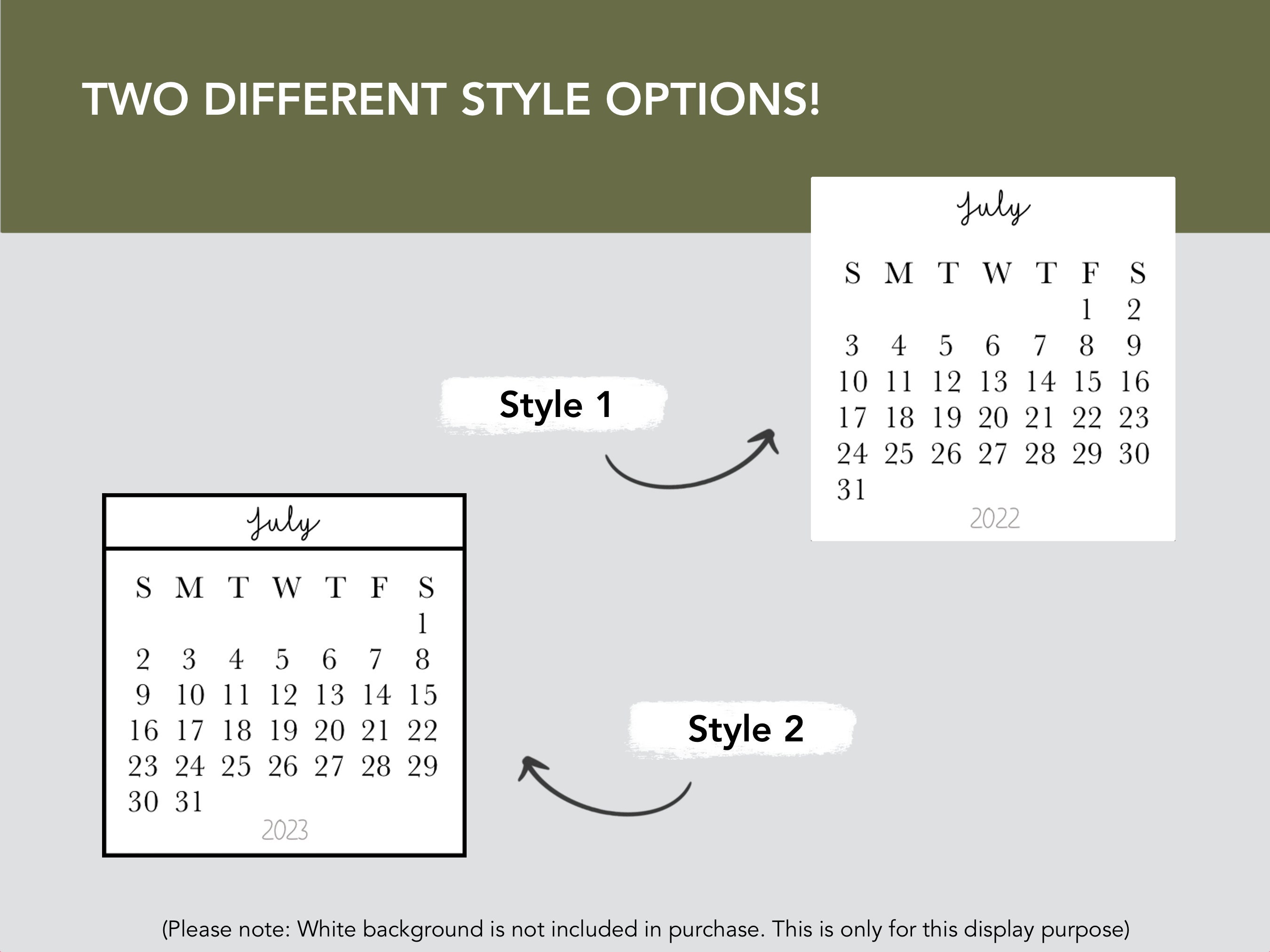 2022 & 2023 PNG Calendar Digital Download Digital Stickers - Etsy