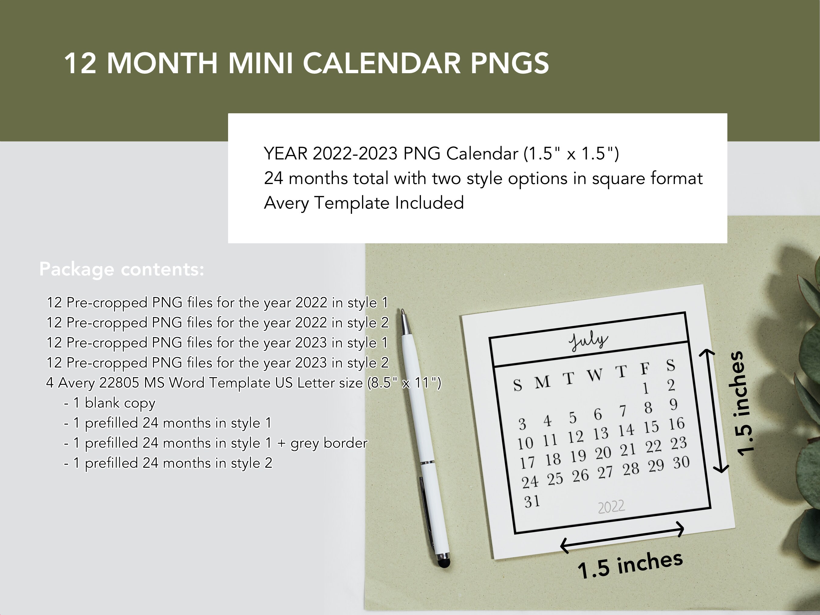 2022 & 2023 PNG Calendar Digital Download Digital Stickers - Etsy