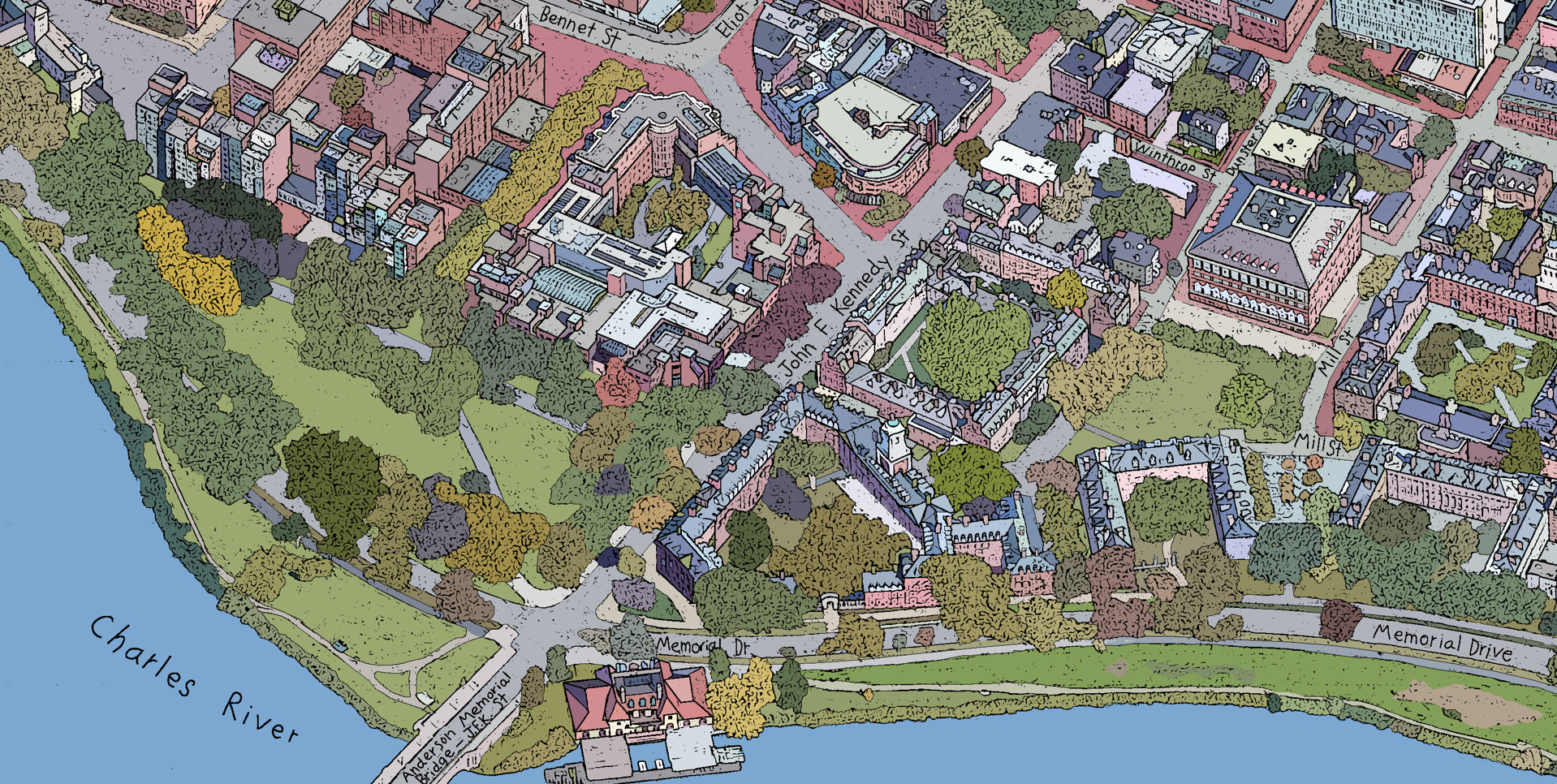 Map of Harvard University Main Campus and Harvard Square Transit Map ...