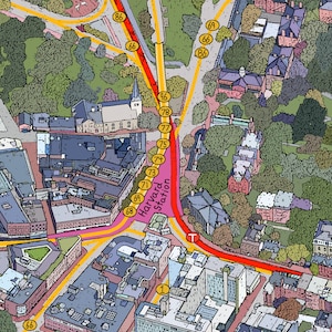 Map of Harvard University - Main Campus and Harvard Square Transit Map ...