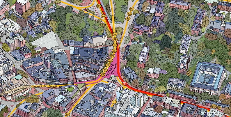 Map of Harvard University Main Campus and Harvard Square Transit Map ...