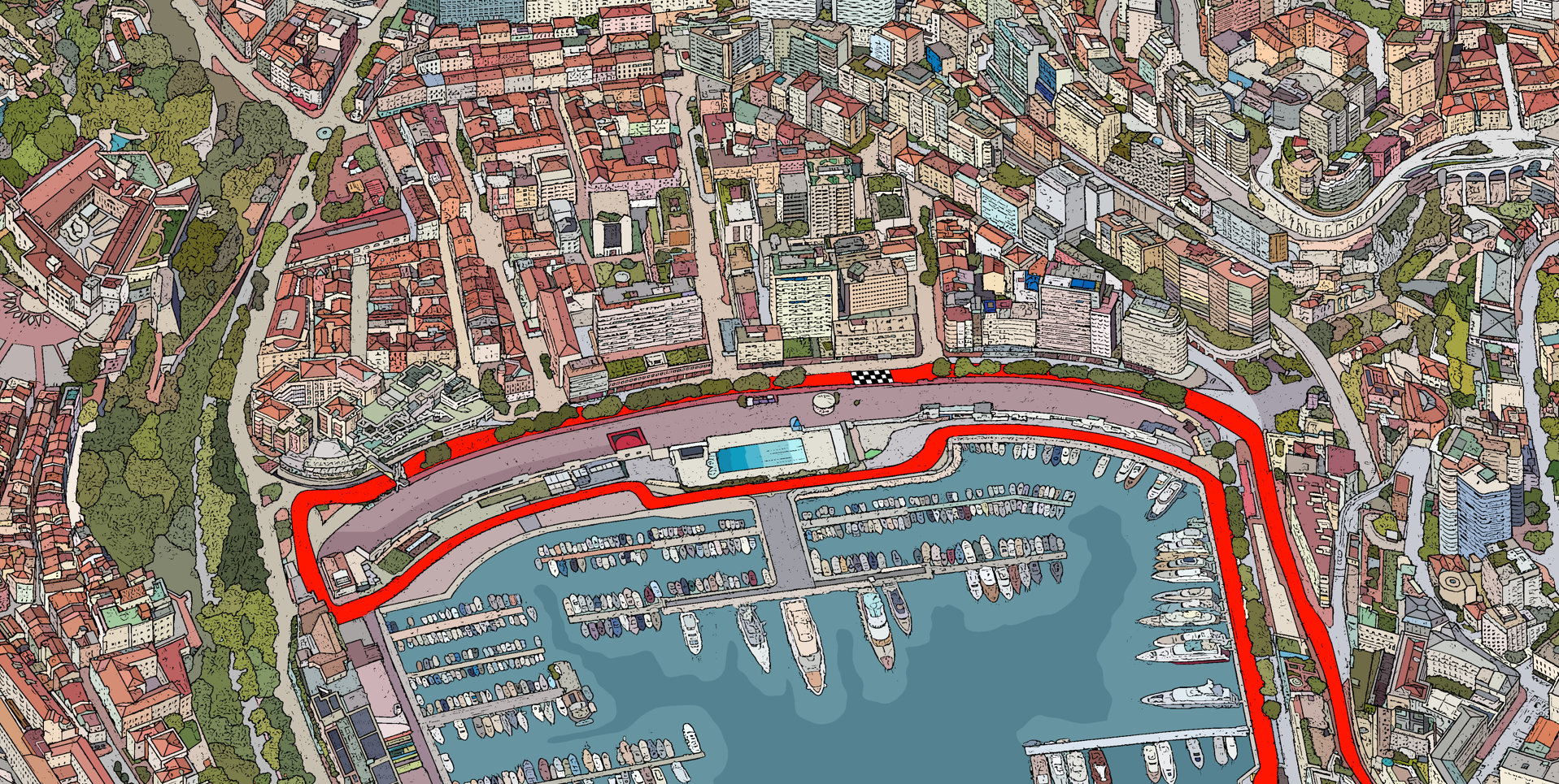Map Print of Circuit De Monaco 20" X 28" Formula 1 Grand Prix - Etsy