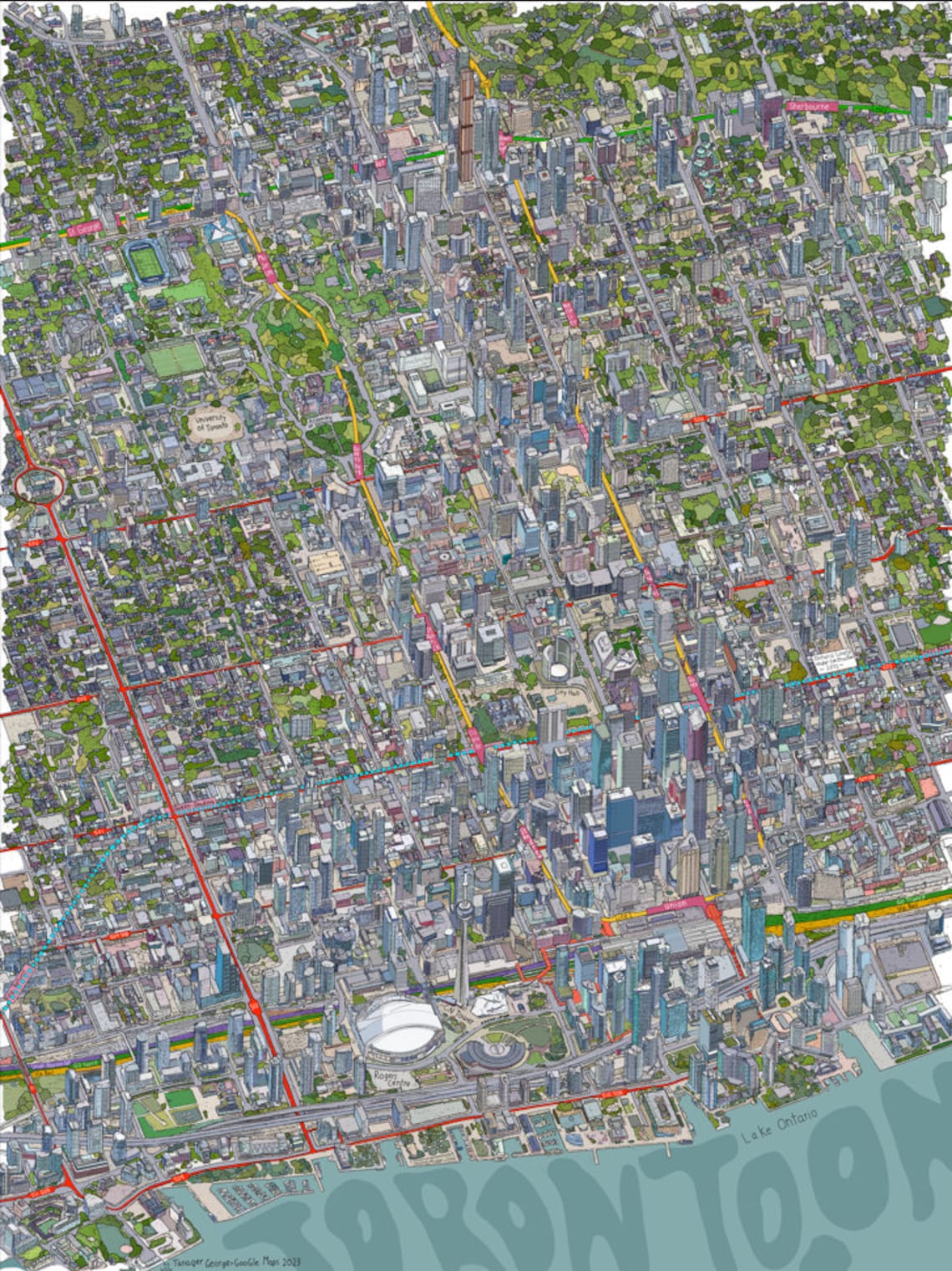 Map of Toronto Downtown, Toronto Subway Map - Etsy