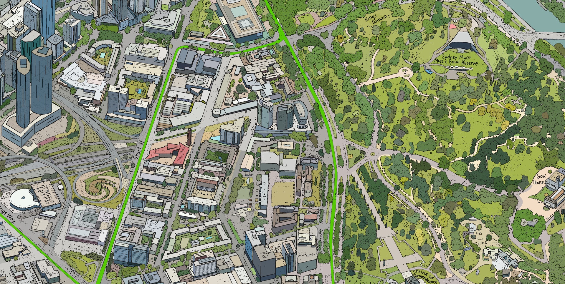 Map Print of Melbourne CBD 50cm X 70cm, 28" X 20" Melbourne Trains Map ...