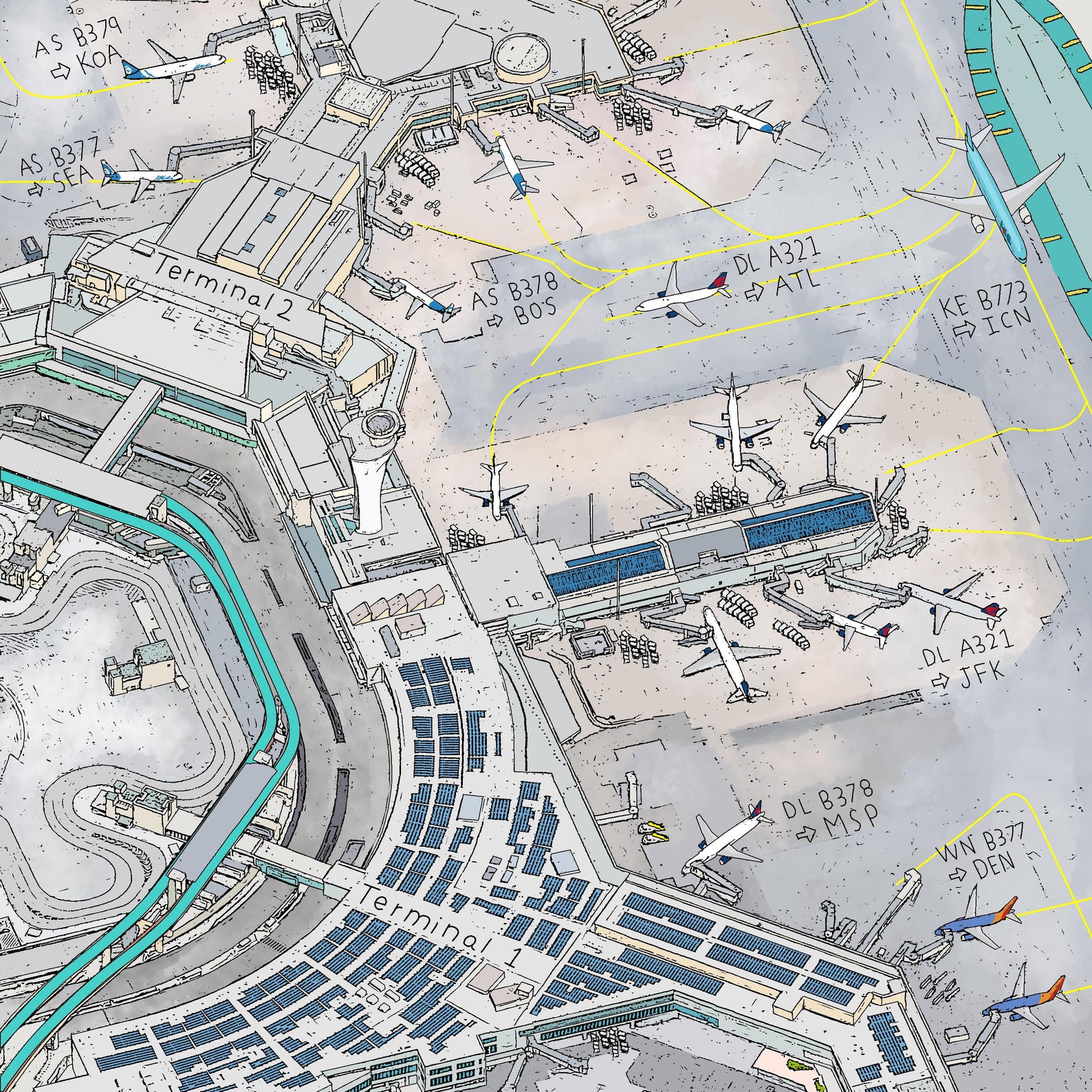 Map of the San Francisco International Airport SFO - Etsy