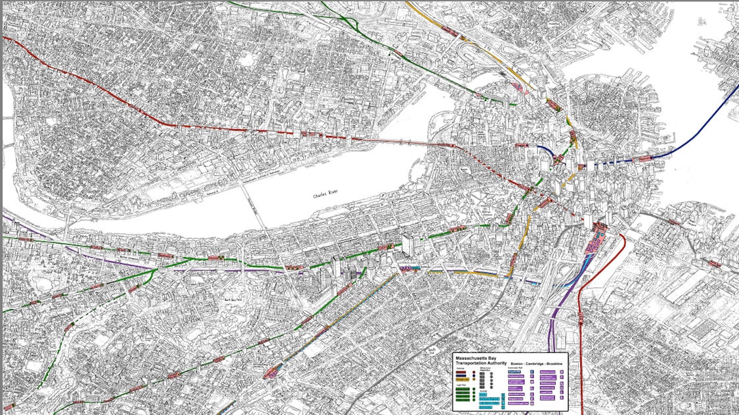 Map of Boston Rail MBTA Network 24 X 36 - Etsy
