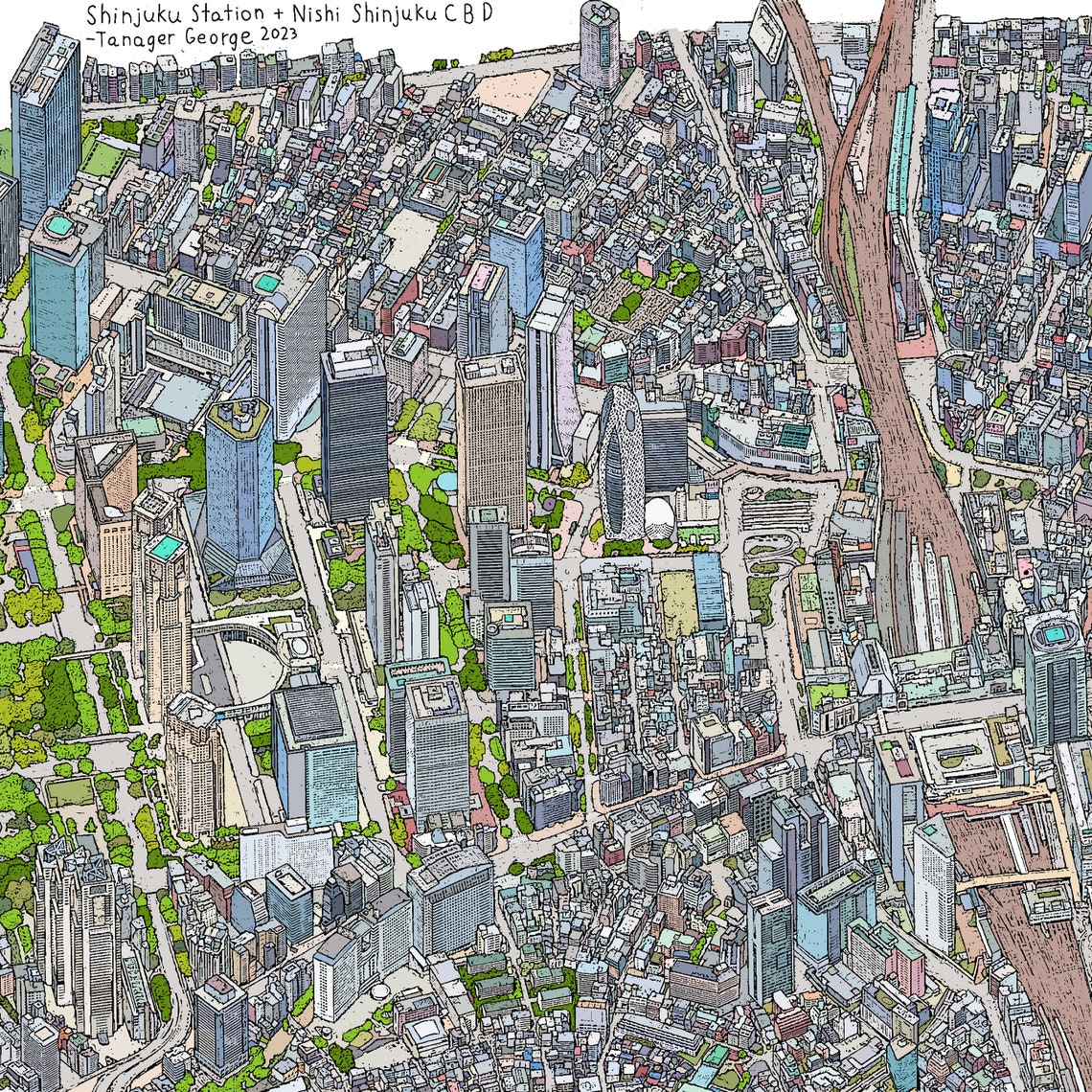 Shinjuku Station Map Illustration Tokyo Metro - Etsy