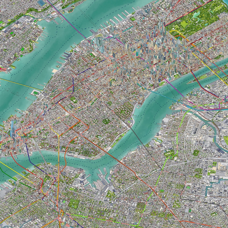 Nyc Illustrated Map Poster - Etsy