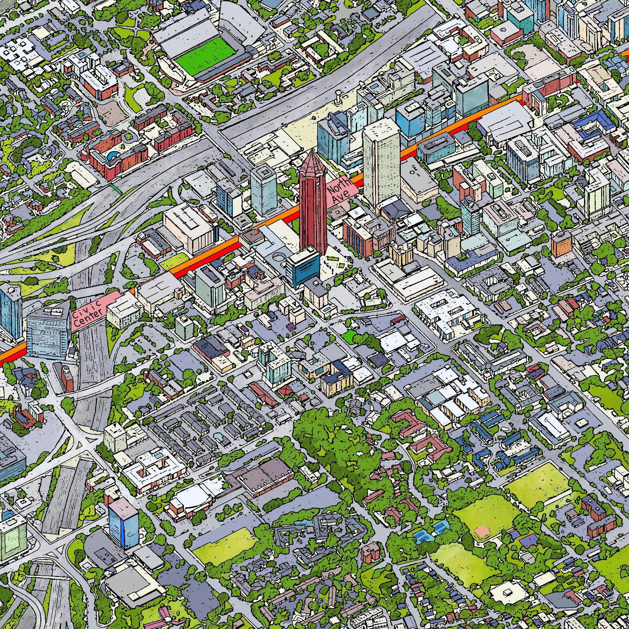 Map of Downtown Atlanta MARTA Map Atlanta Georgia - Etsy