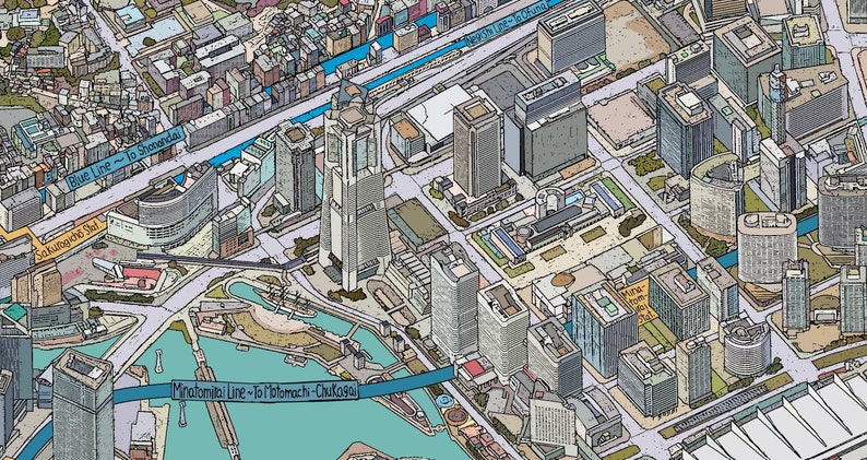 Map of Yokohama Japan. 28" X 20" Transit Map - Etsy