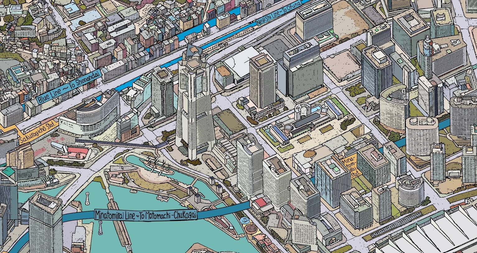 Map of Yokohama Japan. 28 X 20 Transit Map - Etsy