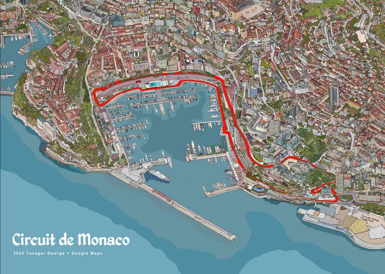 Map Print of Circuit De Monaco 20" X 28" Formula 1 Grand Prix - Etsy