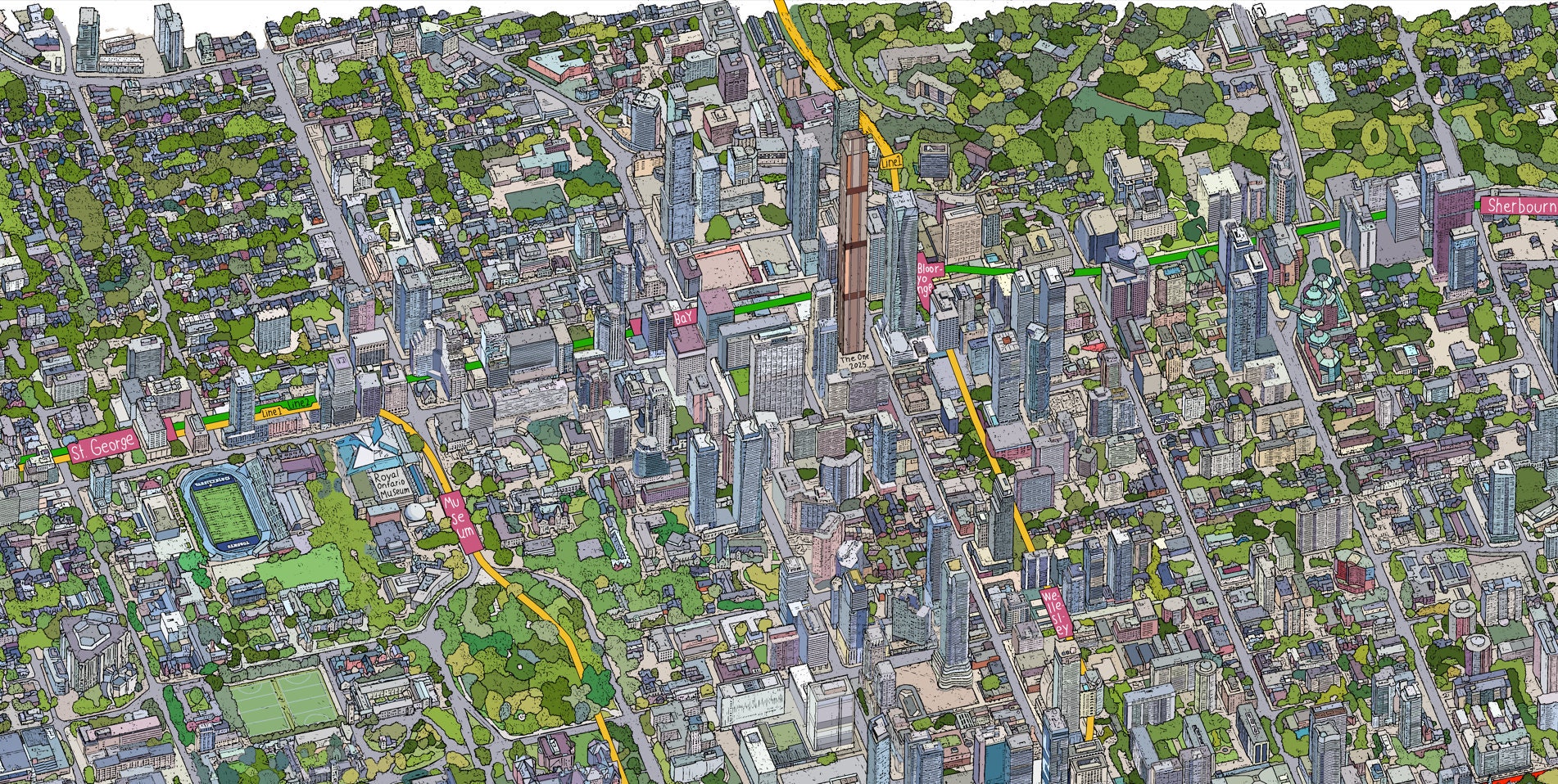 Map of Toronto Downtown, Toronto Subway Map - Etsy