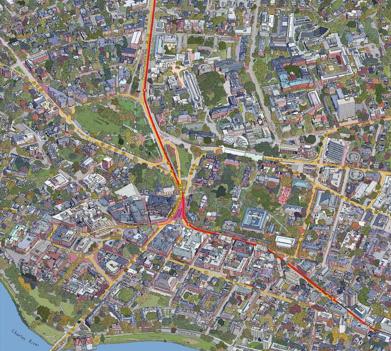Map of Harvard University Main Campus and Harvard Square Transit Map ...
