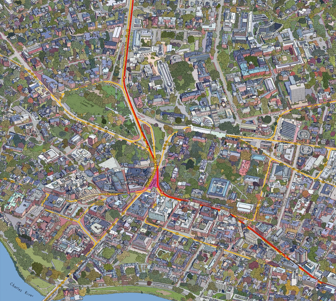 Map of Harvard University Main Campus and Harvard Square Transit Map ...