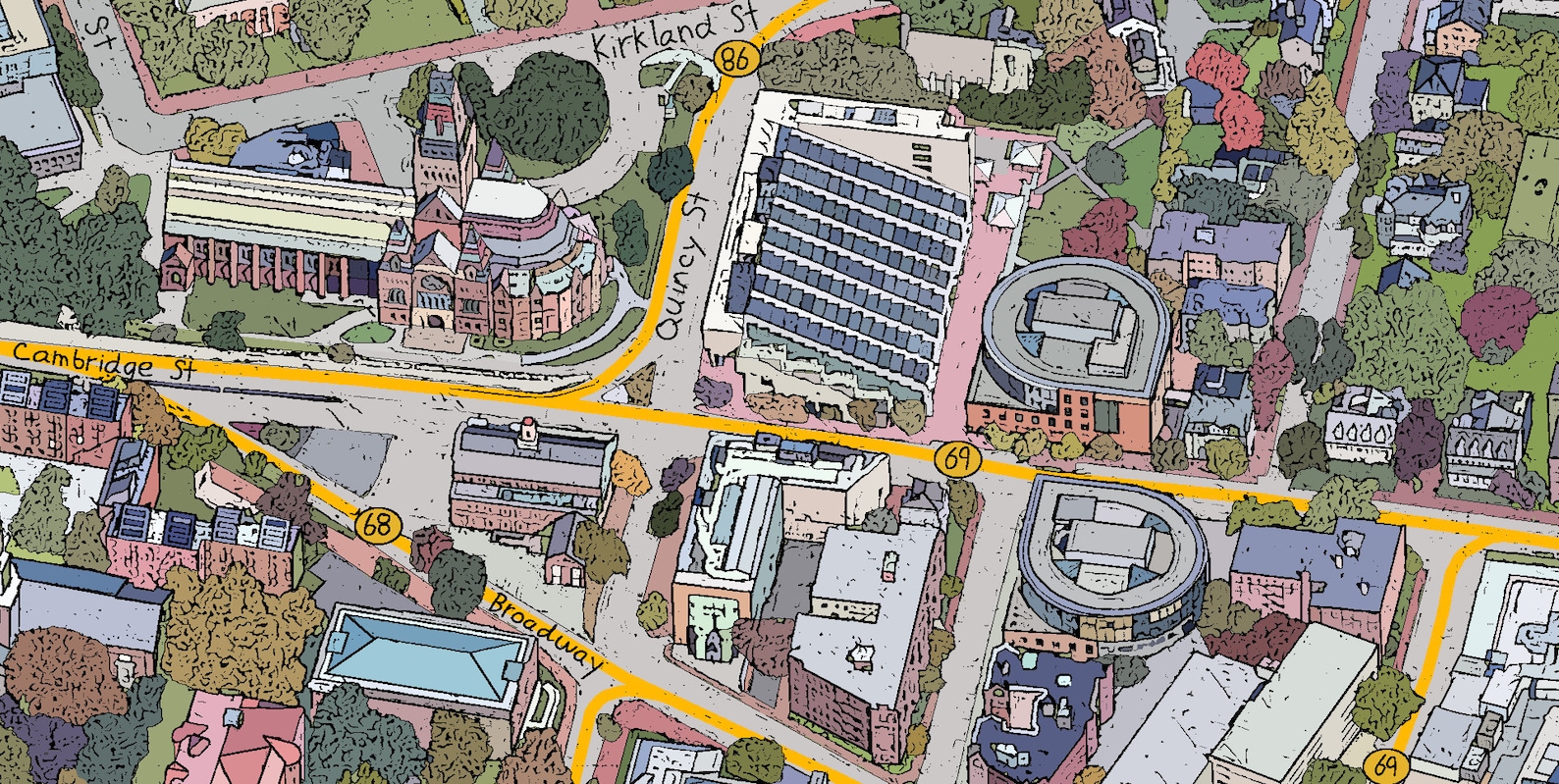 Map of Harvard University Main Campus and Harvard Square Transit Map ...