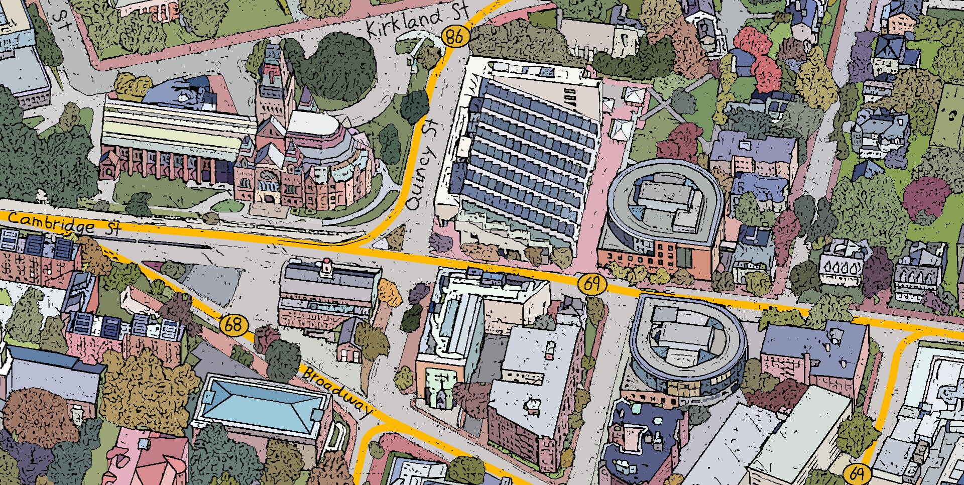 Map of Harvard University Main Campus and Harvard Square Transit Map ...