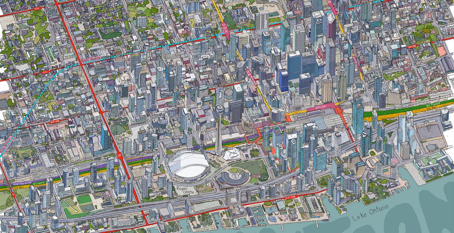 Map of Toronto Downtown, Toronto Subway Map - Etsy