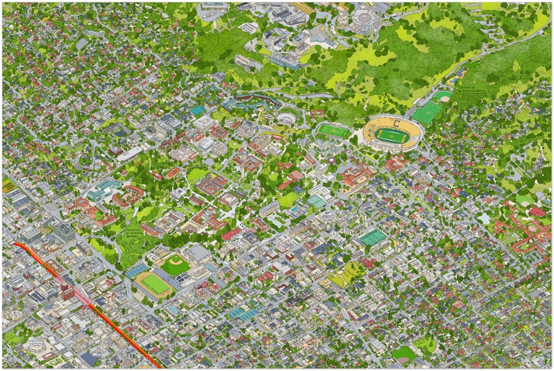 Map of Berkeley. UC Berkeley Map - Etsy