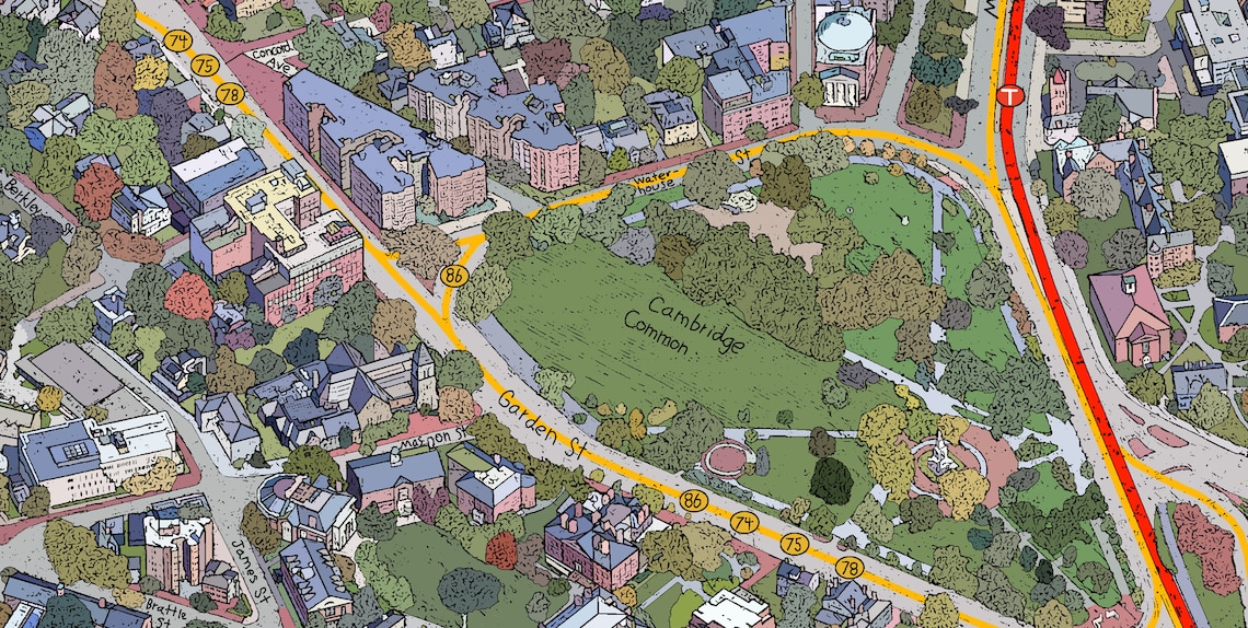 Map of Harvard University Main Campus and Harvard Square Transit Map ...