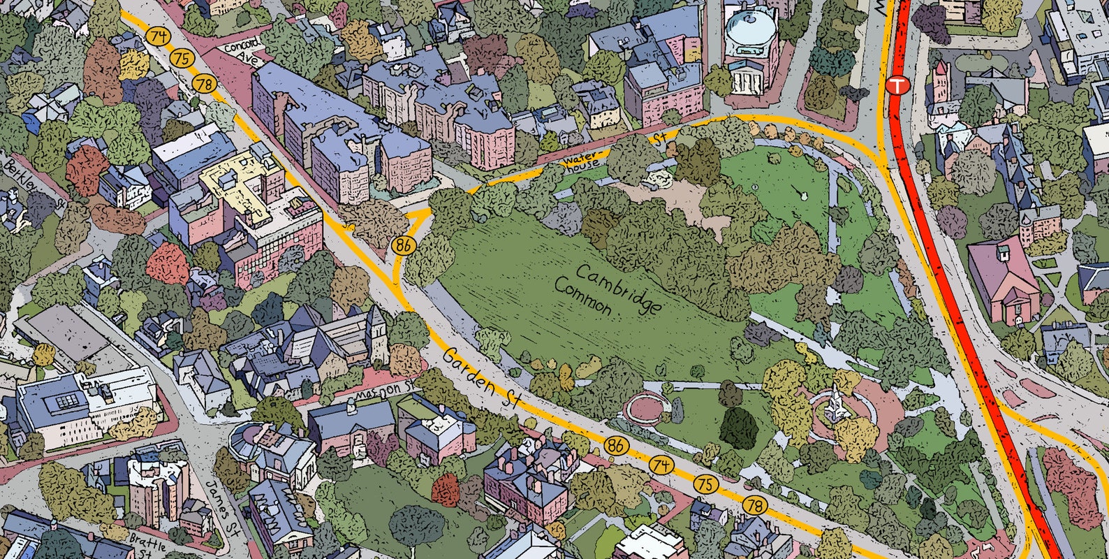 Map of Harvard University Main Campus and Harvard Square Transit Map ...