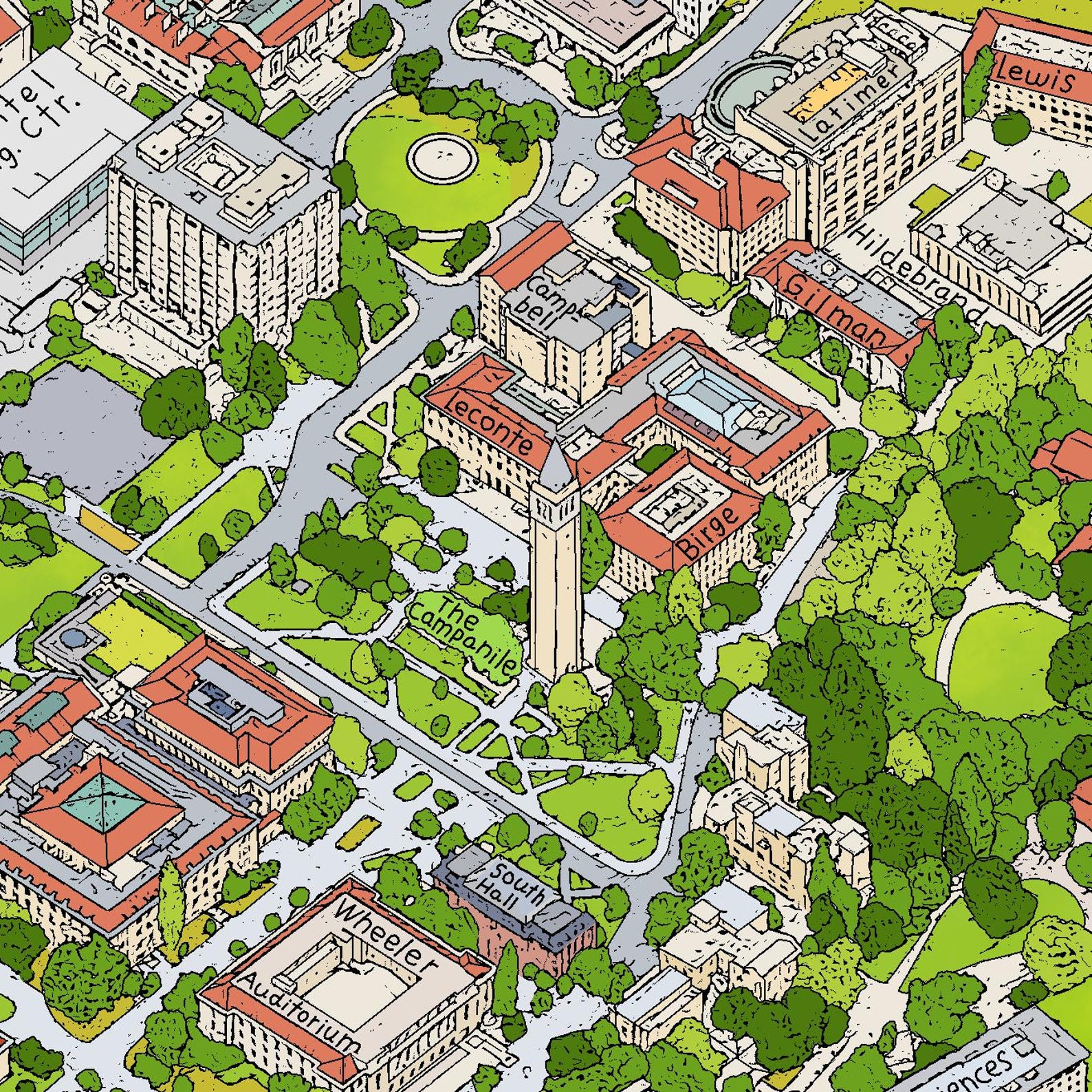 Map of Berkeley. UC Berkeley Map - Etsy