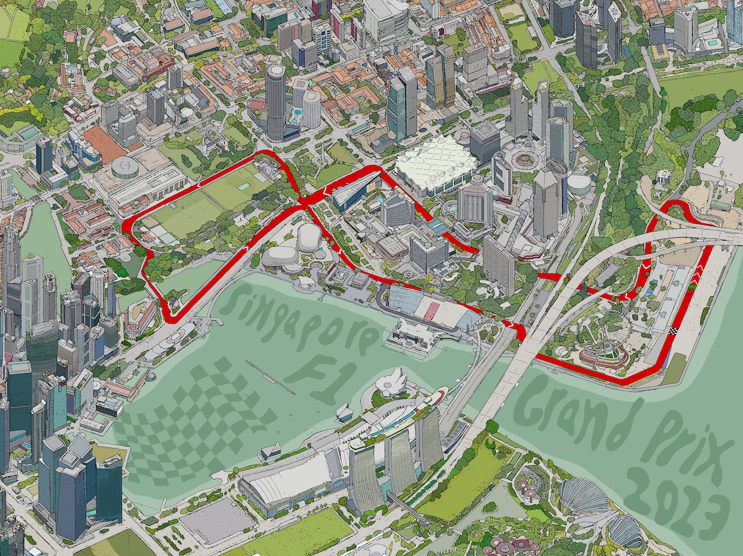 Singapore F1 Circuit Singapore Grand Prix 2023 Map 18 X 24 Inches - Etsy