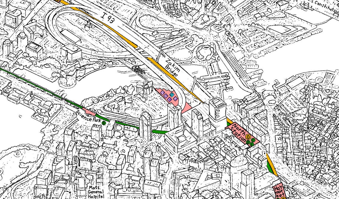 Map of Boston Rail MBTA Network 17 X 30 - Etsy