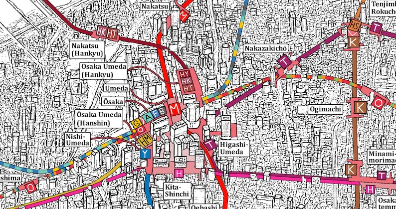 Map of Osaka Trains - Etsy