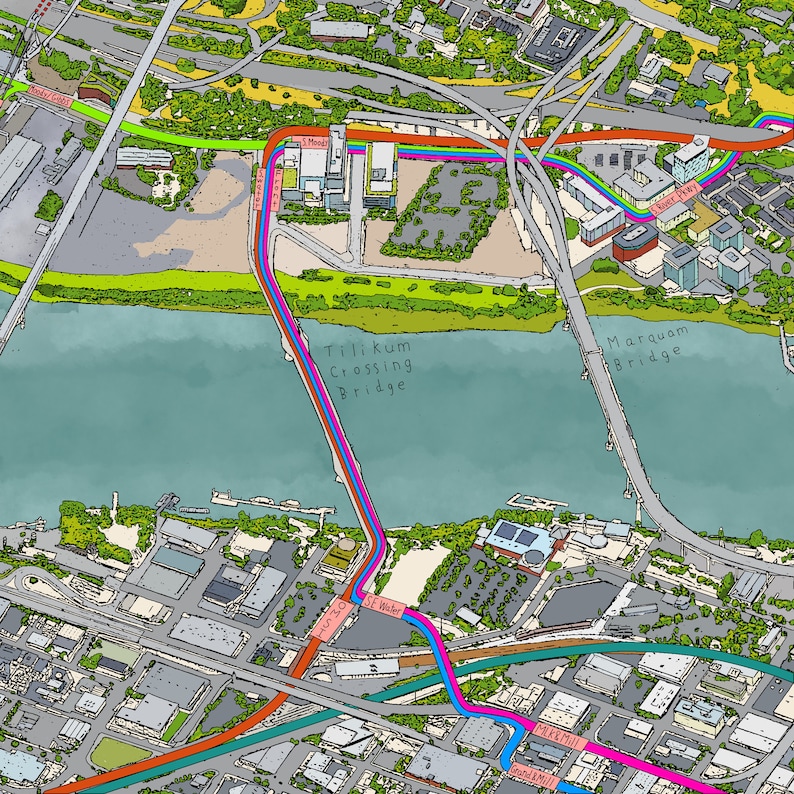 Map of Downtown Portland Map of MAX and PDX Streetcars - Etsy