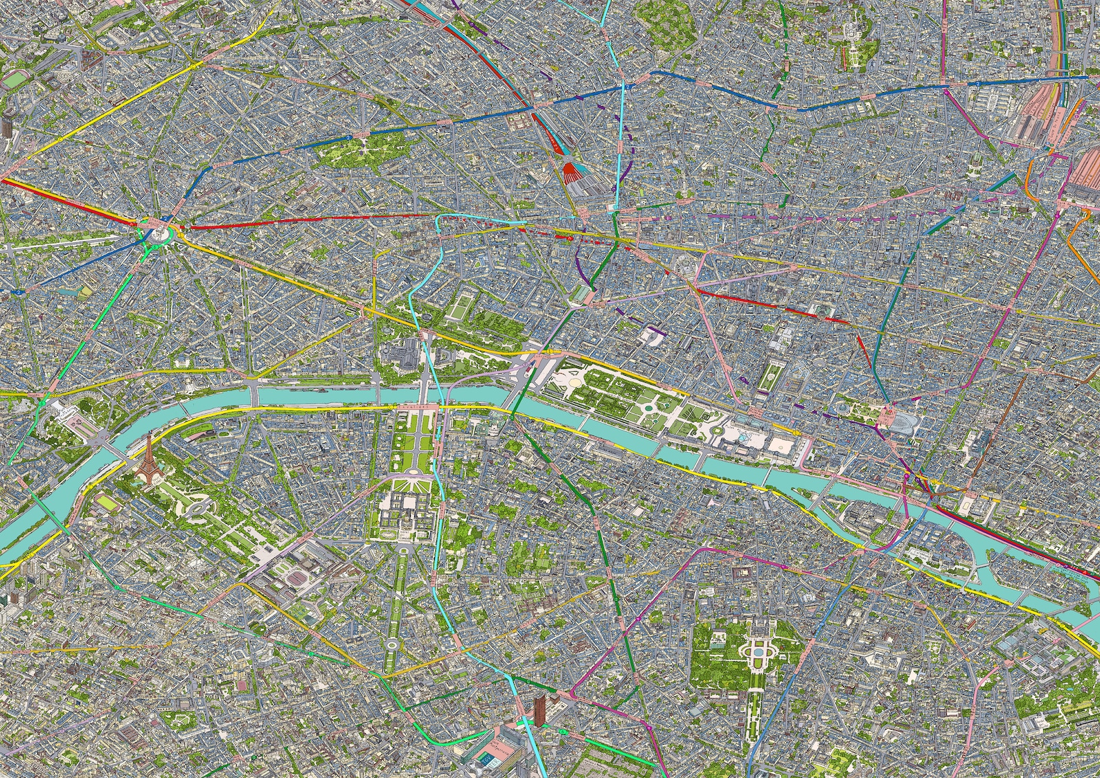 Map of Paris 119 X 85 Cm Large Map of Paris Metro and RER - Etsy