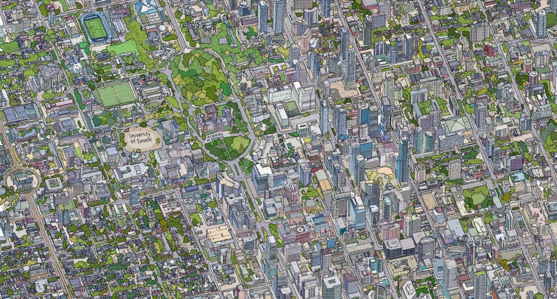 Map of Toronto Downtown, Toronto Subway Map - Etsy