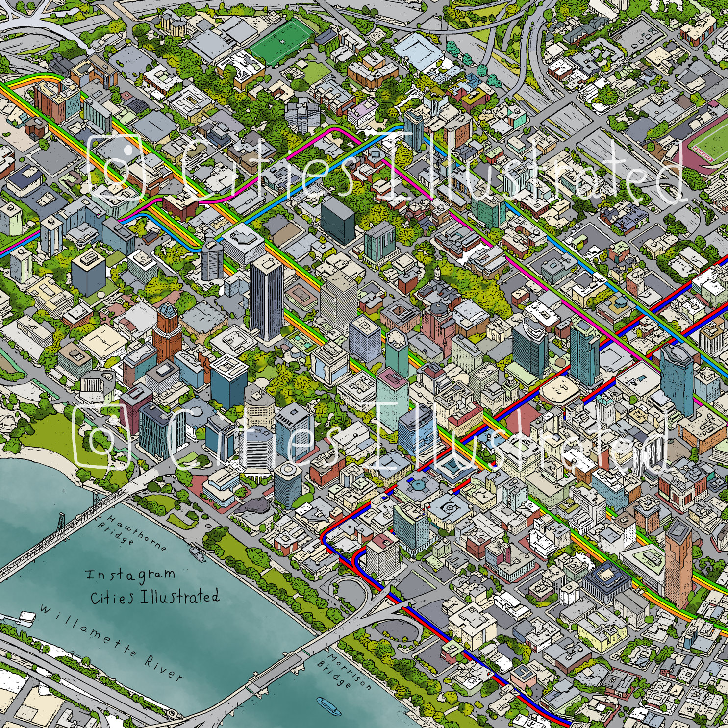 Map of Downtown Portland Map of MAX and PDX Streetcars - Etsy