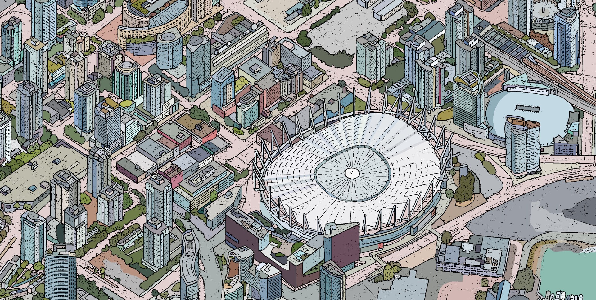 Map of Dowtown Vancouver BC Canada - Detailed - Etsy