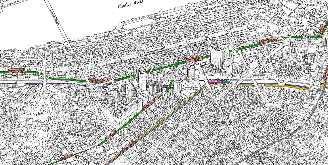 Map of Boston Rail MBTA Network 24 X 36 - Etsy
