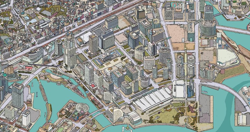 Map of Yokohama Japan. 28" X 20" Transit Map - Etsy