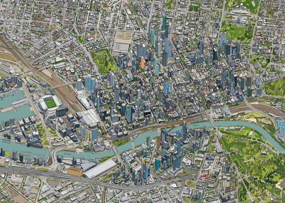 Map Print of Melbourne CBD 50cm X 70cm 28 X 20 - Etsy Australia