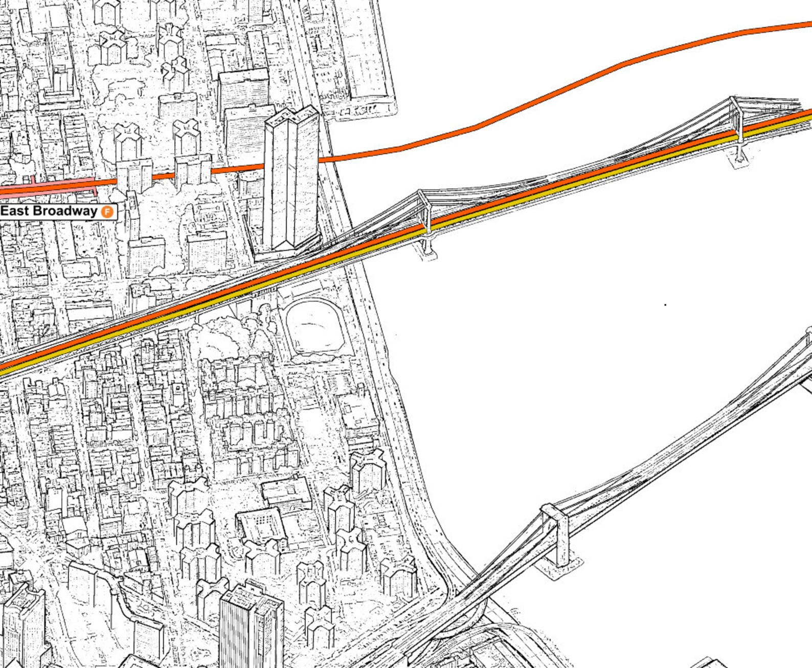Map of Lower Manhattan With Subways and 3D Buildings Print - Etsy