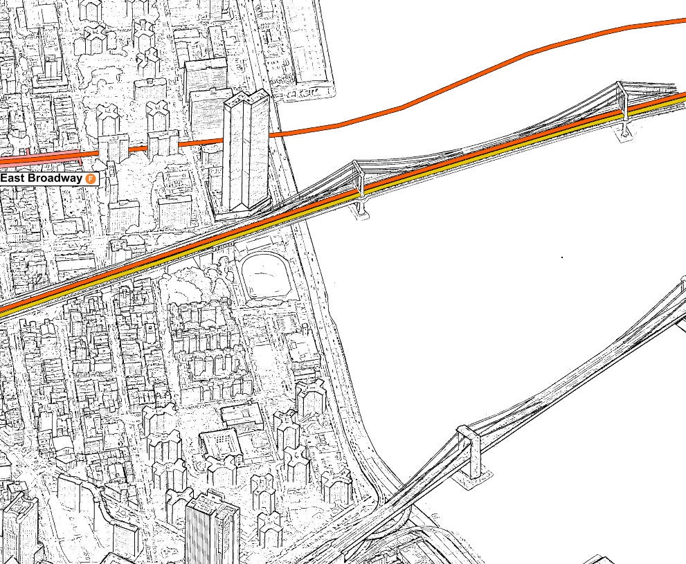 Map of Lower Manhattan With Subways and 3D Buildings Print 35 X 23 - Etsy