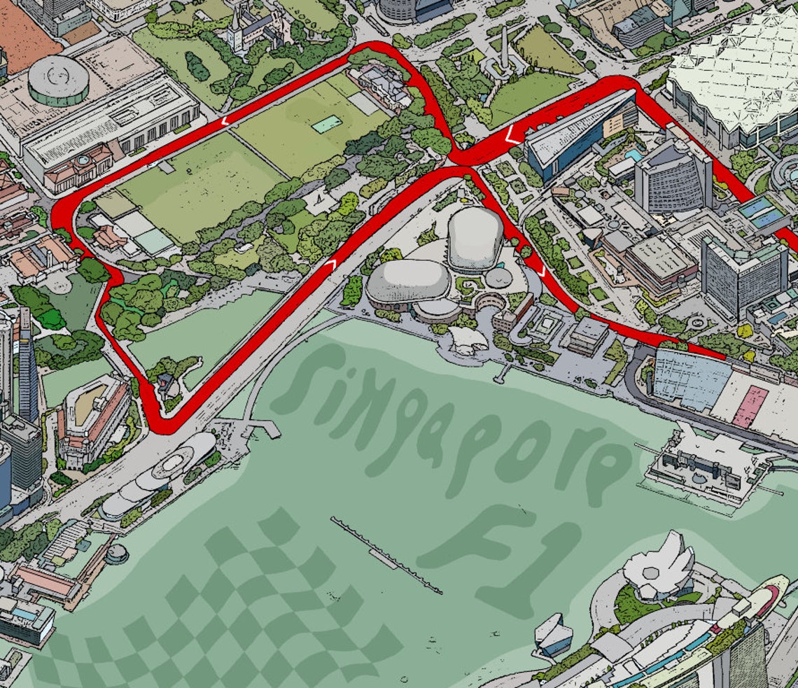 Singapore F1 Circuit Singapore Grand Prix 2023 Map 18 X 24 Inches - Etsy