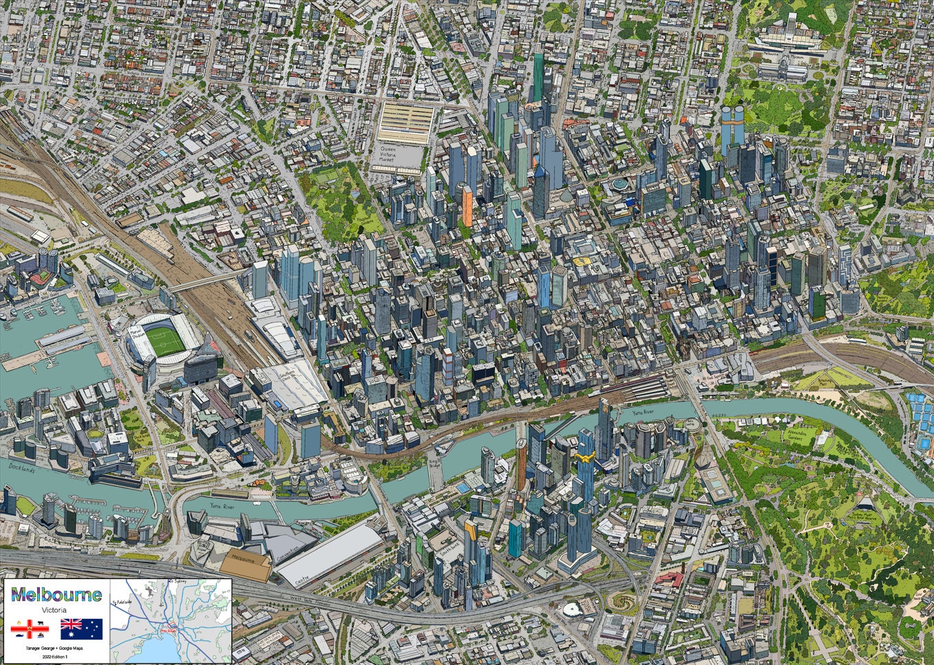 Map Print of Melbourne CBD 50cm X 70cm, 28 X 20 Melbourne Trains Map - Etsy