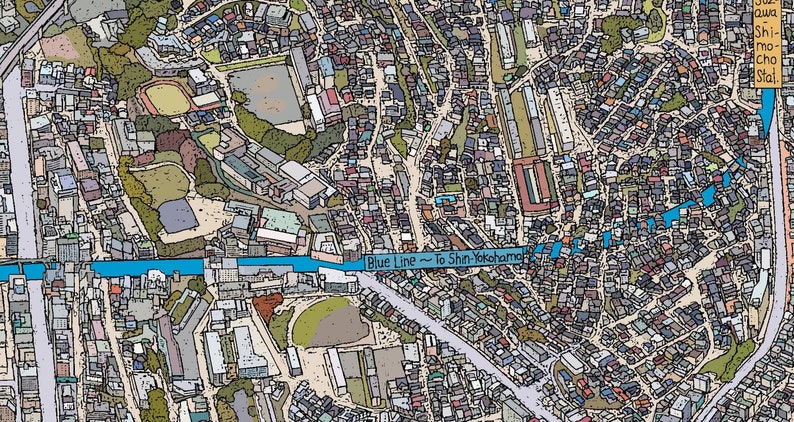 Map of Yokohama Japan. 28" X 20" Transit Map - Etsy