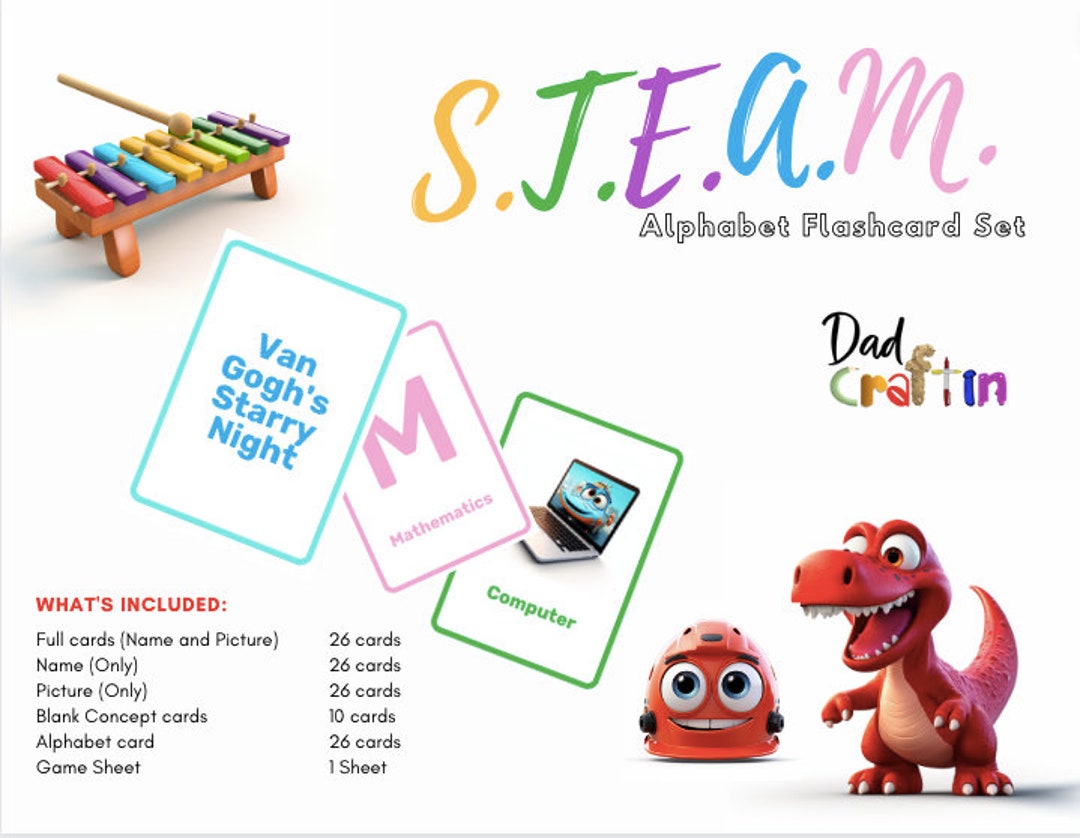 STEAM Alphabet Flashcards ages 3-7 - Etsy