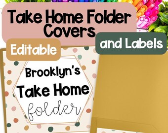 Editable Take Home Folder Covers and Take Home Folder Labels Retro ...