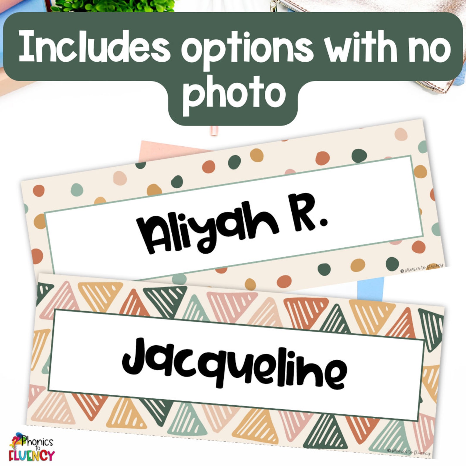 Editable Boho Desk Name Plates: Photo Tags, Classroom Decor (PPT) - Etsy