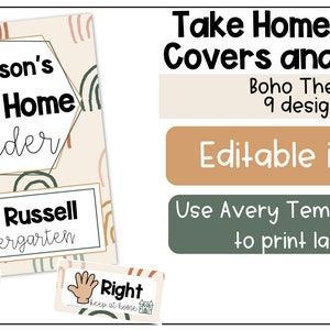Editable Boho Take Home Folder Covers and Labels (PPT & PDF) - Etsy